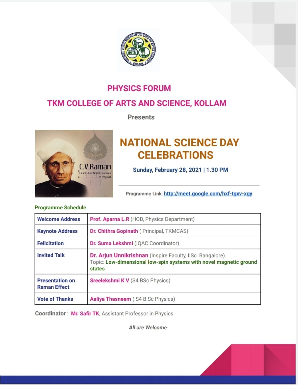 Physics Forum – TKM College of Arts and Science