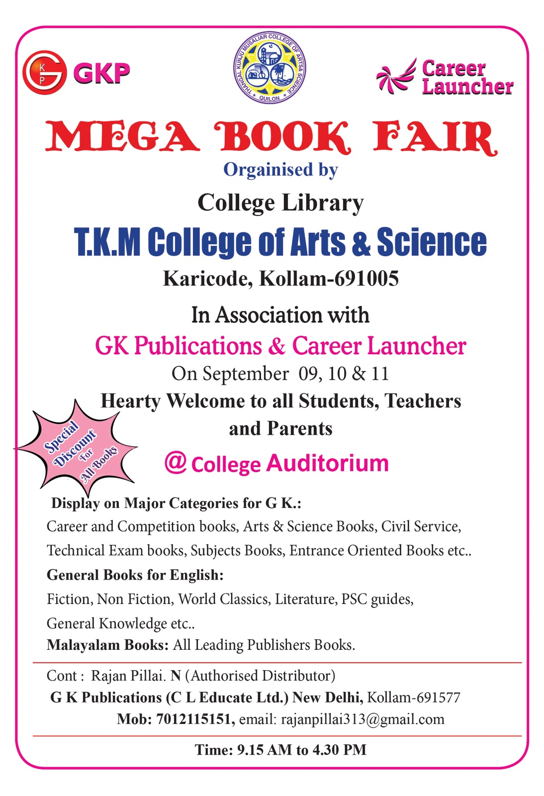 Mega Book Fair on 9th to 11th September 2025 – TKM College of Arts and ...