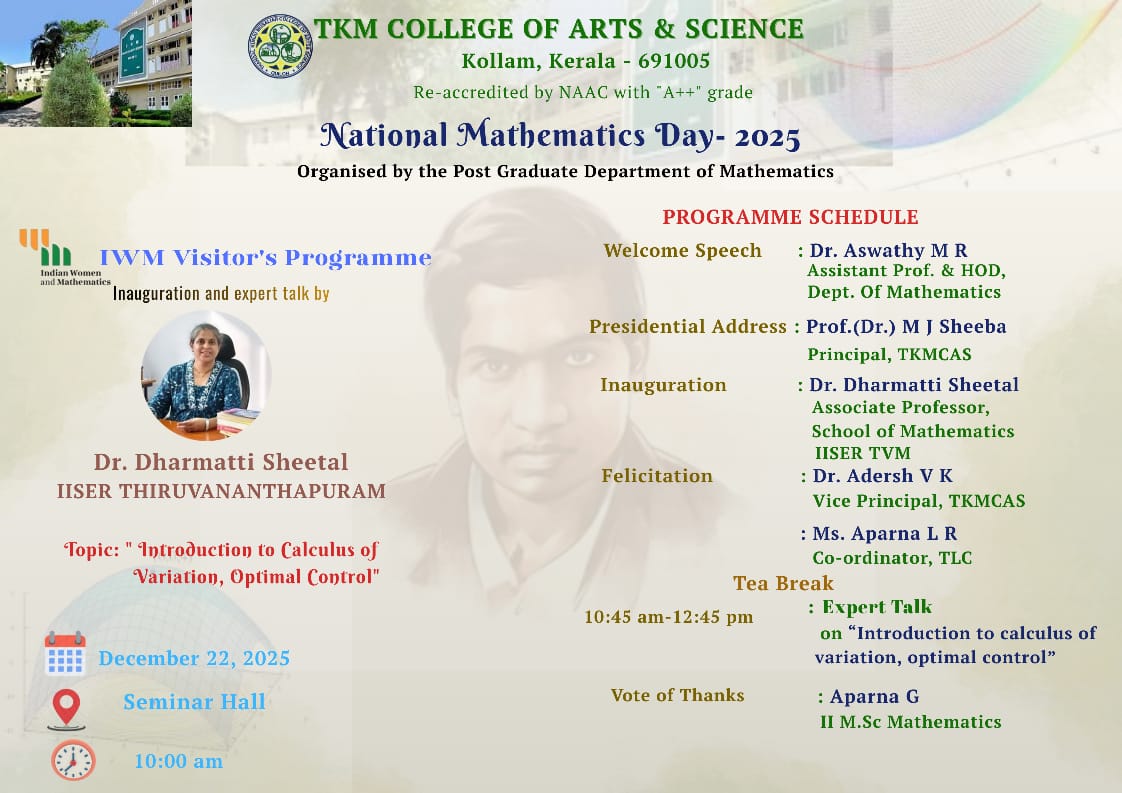 National Mathematics-Day 2025 0n 22/12/2025 – TKM College of Arts and ...